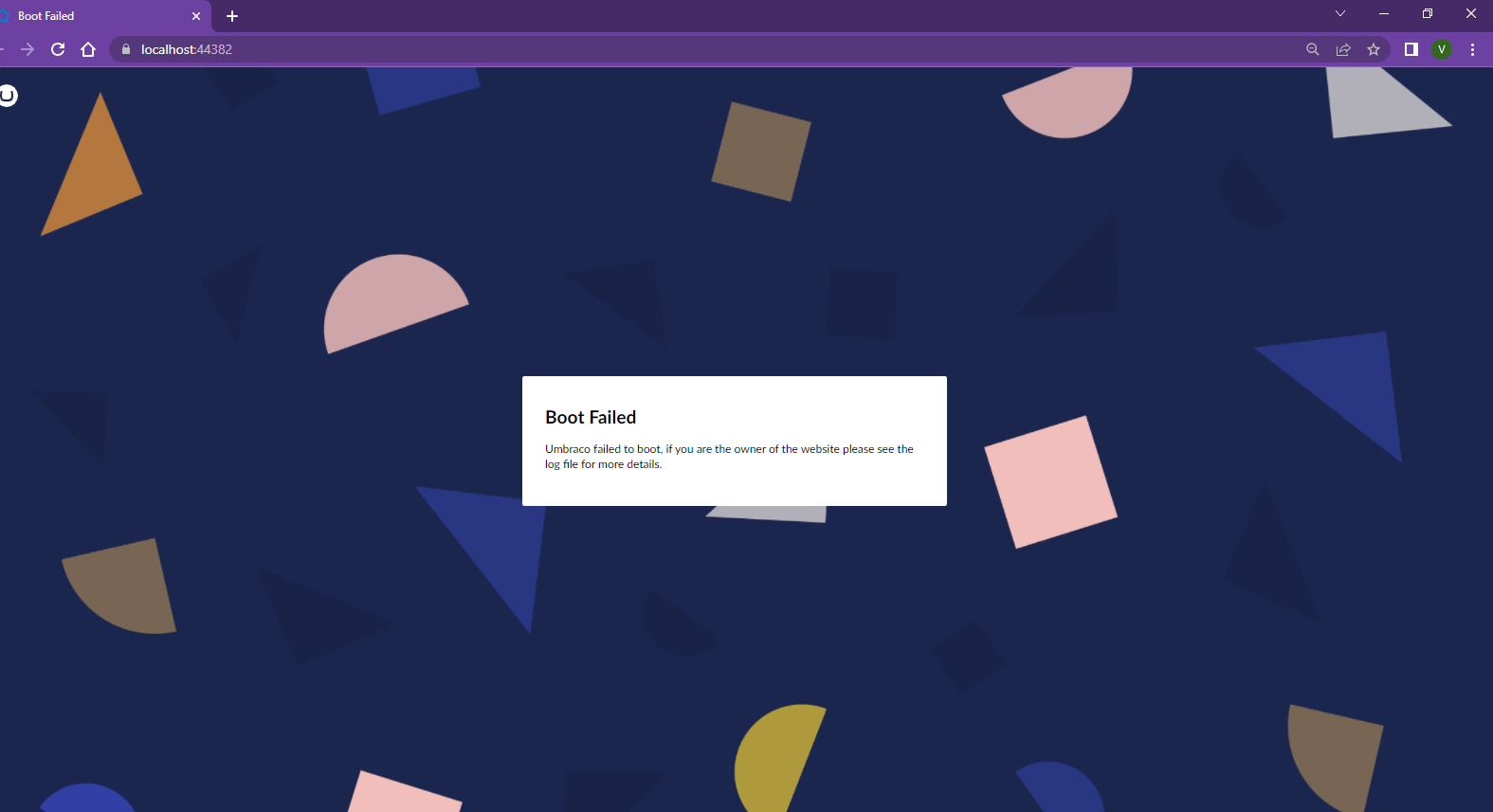 boot failed umbraco cannot run